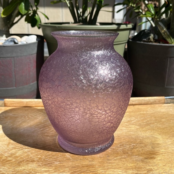 Libbey | Accents | Vintage Libbey Crackle Glass Vaselight Amethyst ...
